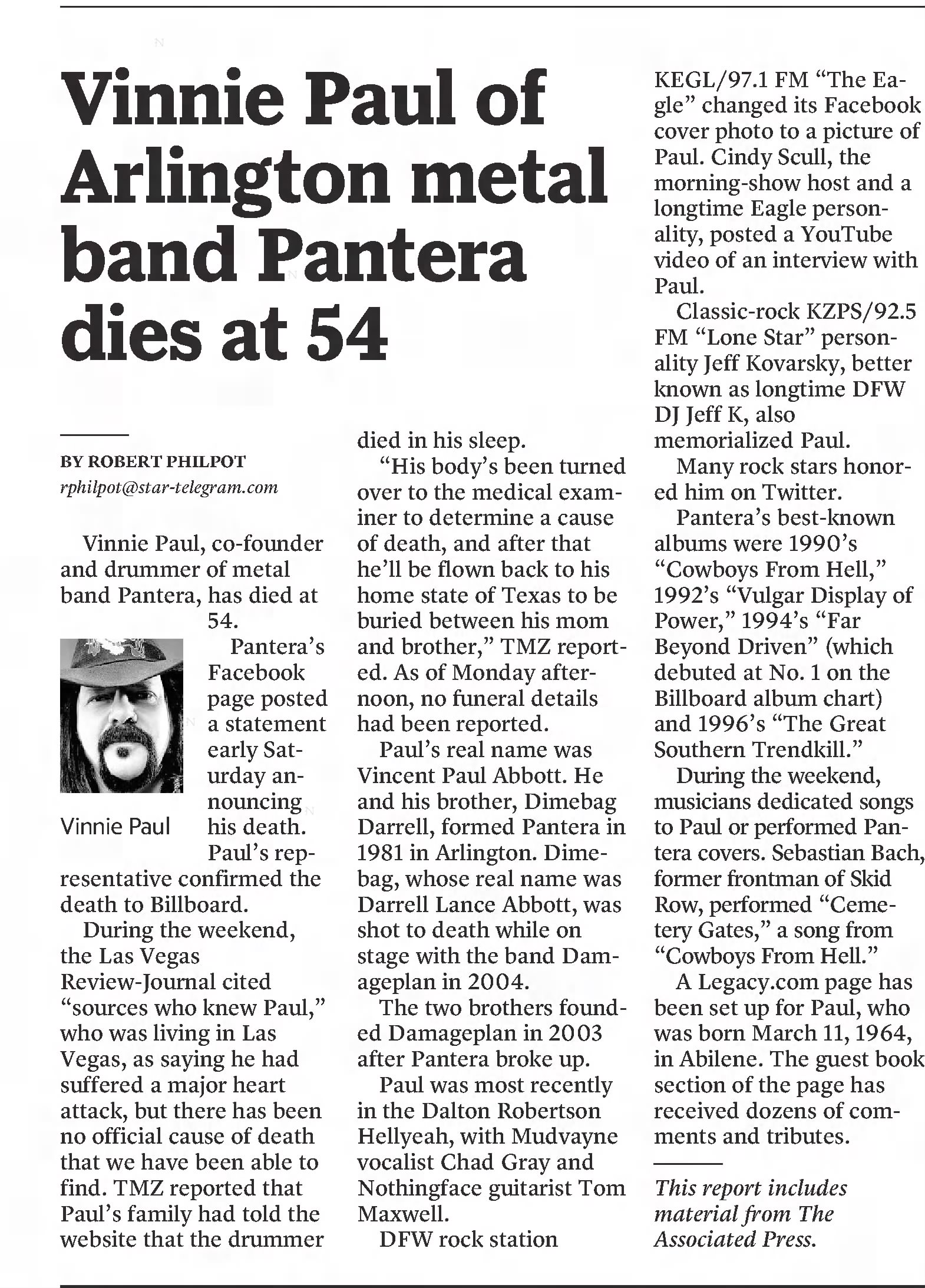 In Memory of Vinnie Paul (1964-2018)—Drummer for Pantera – Jason S ...