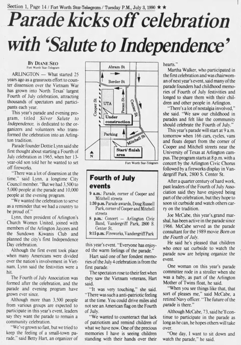 “Parade kicks off celebration with ‘Salute to Independence’” (1990 ...