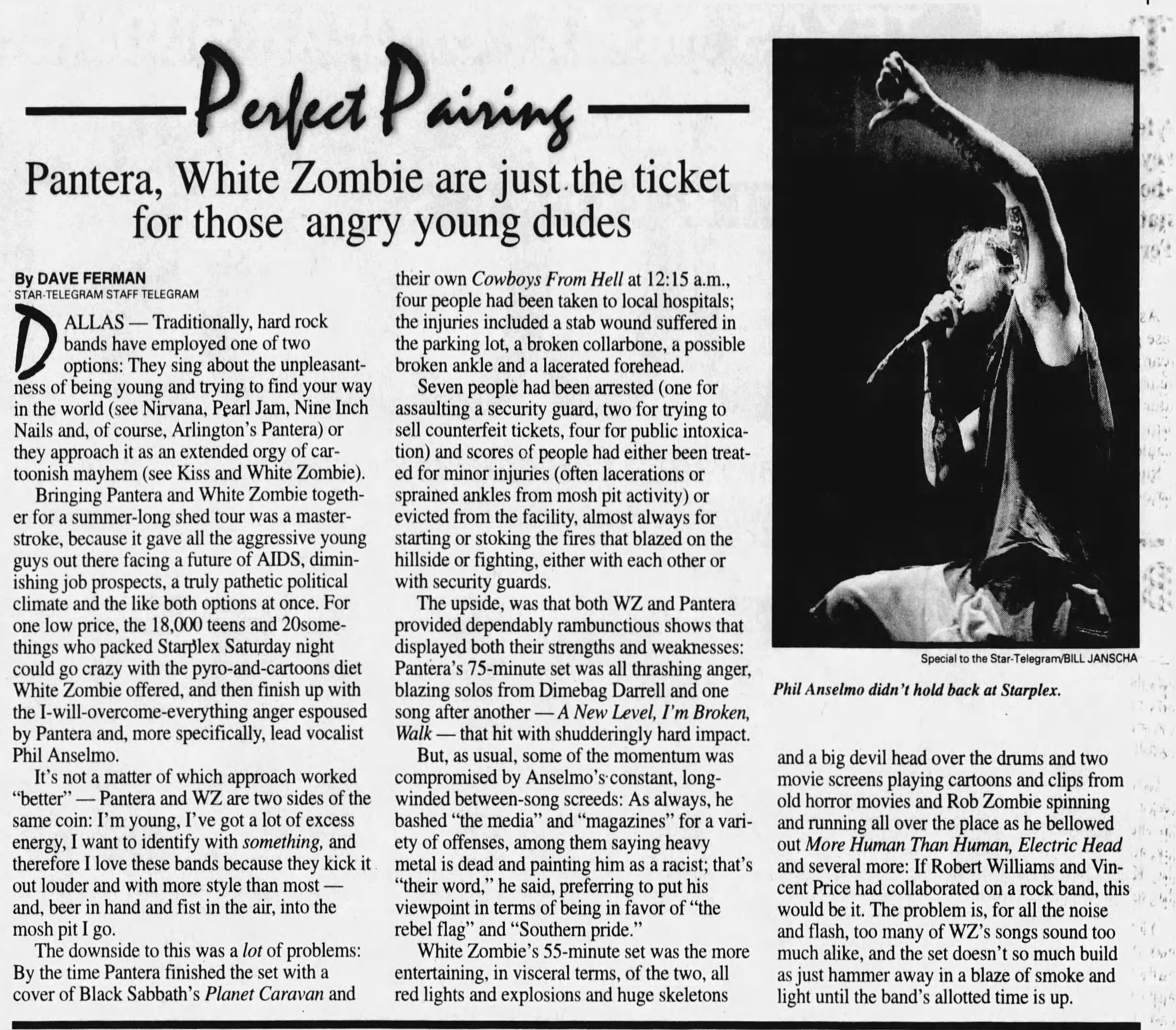 “Perfect Pairing—Pantera, White Zombie are just the ticket for those ...
